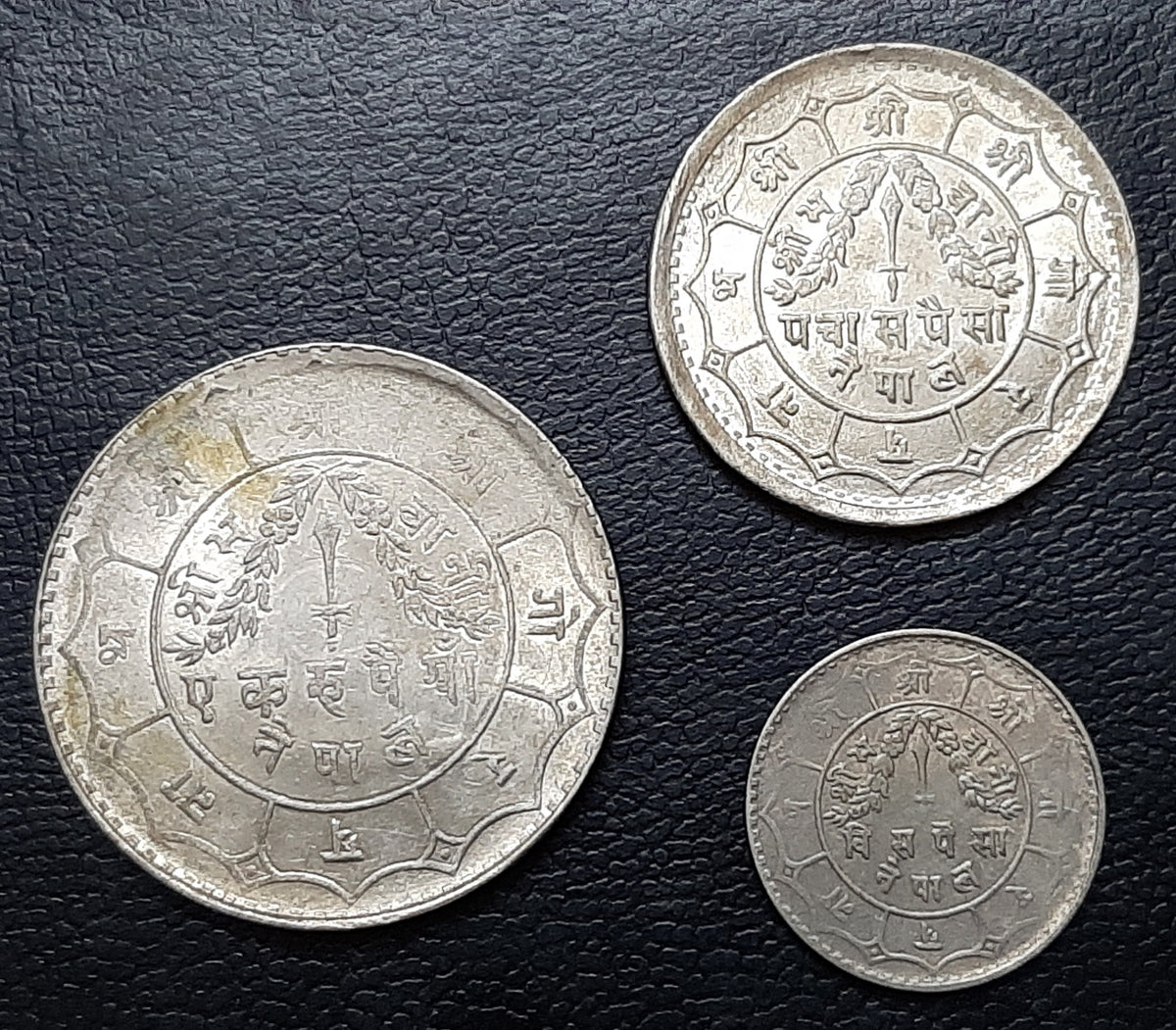 3 Silver Coin Set, Nepal, 1949-53 – tezbid